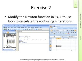 Scientific Programming using Excel for Beginners: Newton's Method | PPT