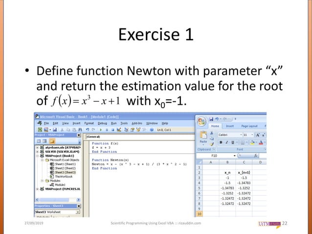 Scientific Programming Using Excel Vba For Beginners Ppt