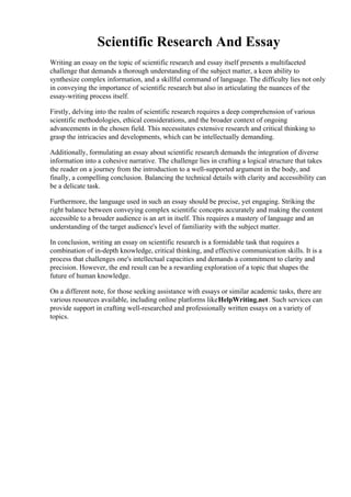 Scientific Research And Essay | PDF