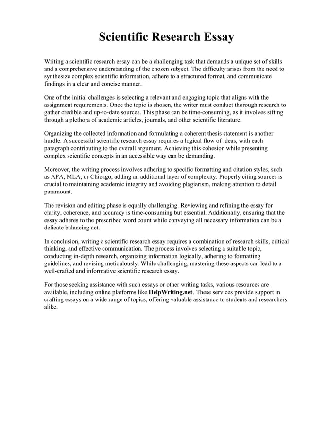 Scientific Research Essay. The King's University | PDF