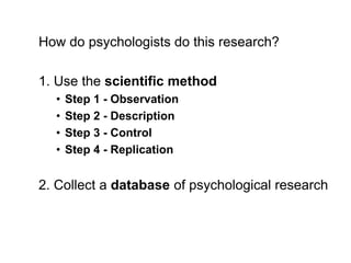 Scientific research in psychology | PDF