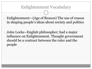 Scientific Revolution and Enlightenment Vocabulary | PPT