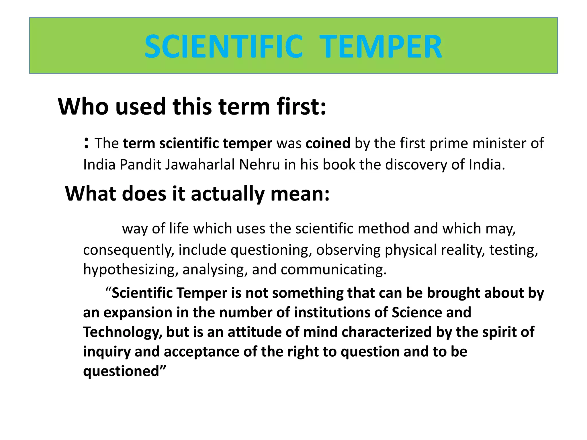 Scientific temper | PPTX