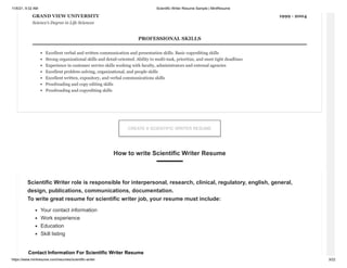 Scientific Writer Resume Sample for work | PPT