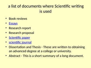 scientific Writing dalam oembelajaran menulis | PPT