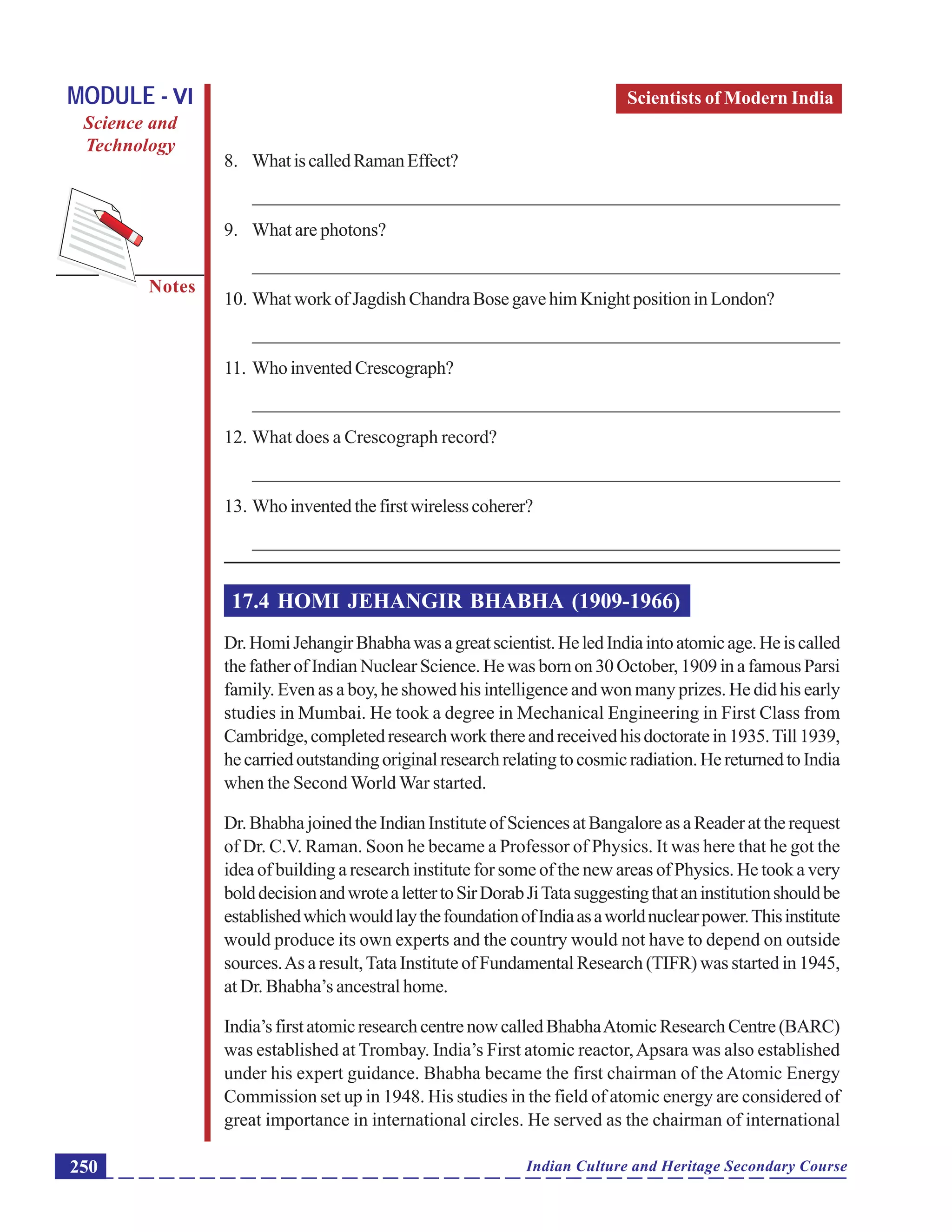 Scientists of modern india | PDF