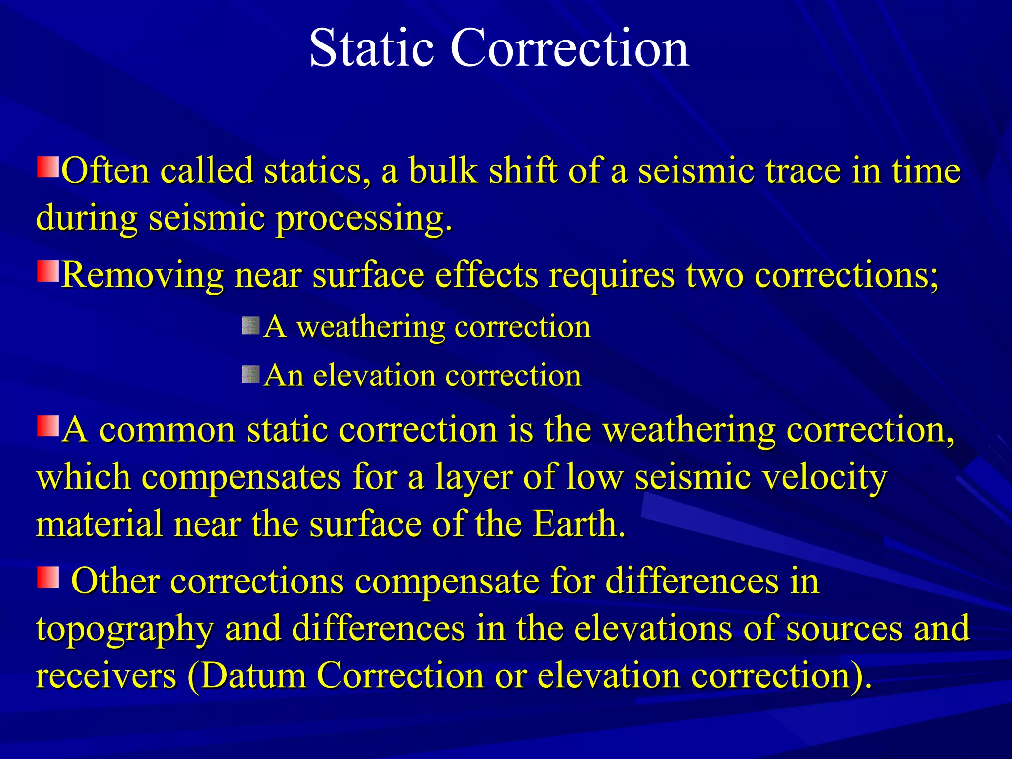 Seismic geometric corrections | PPT