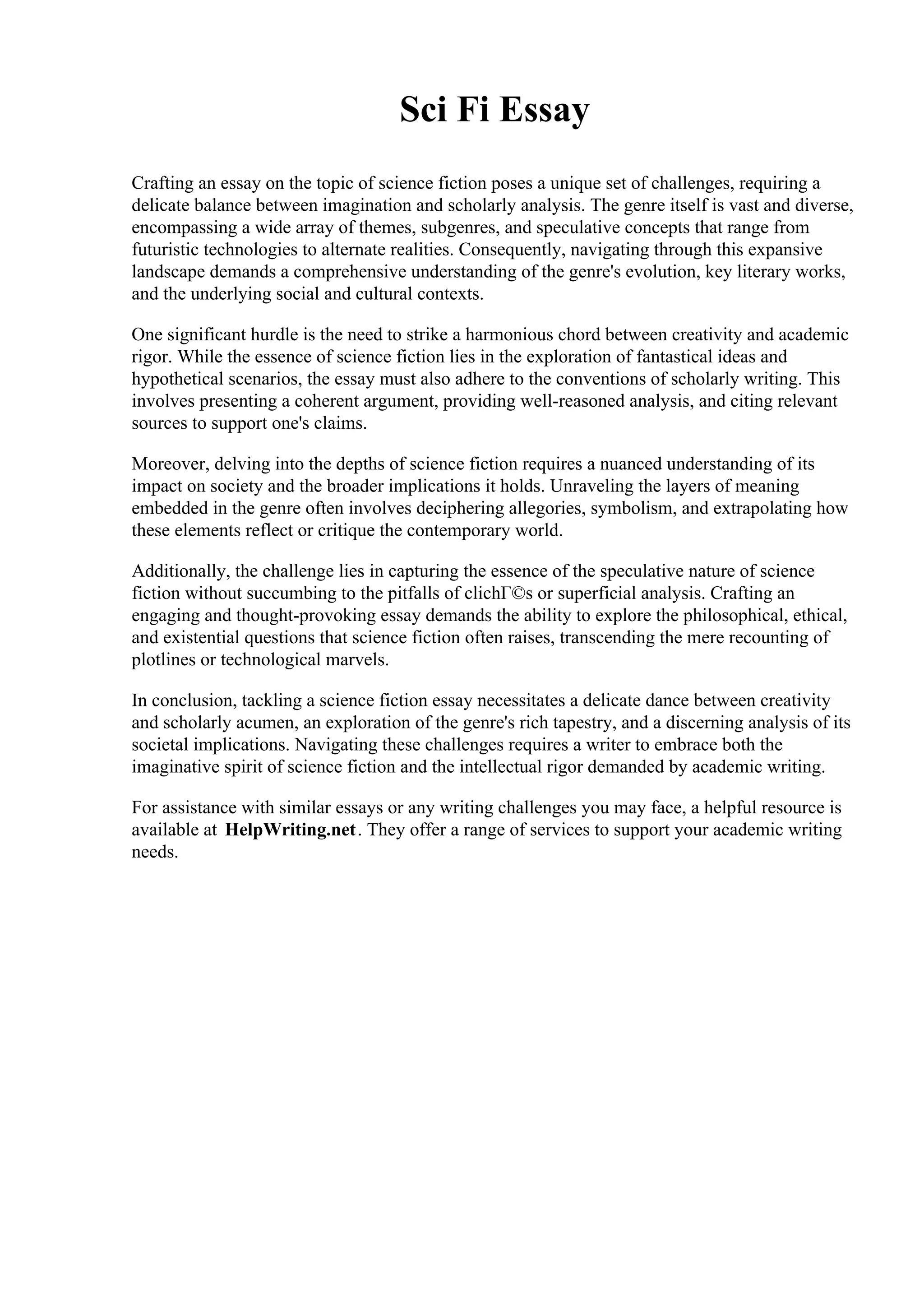 Sci Fi Essay | PDF