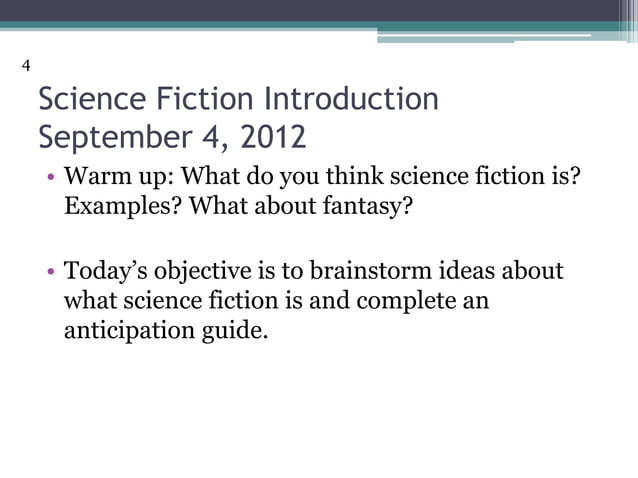Science Fiction Introduction and Brainstorming | PPT