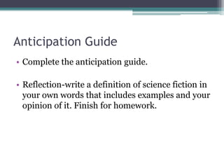 Science Fiction Introduction and Brainstorming | PPT