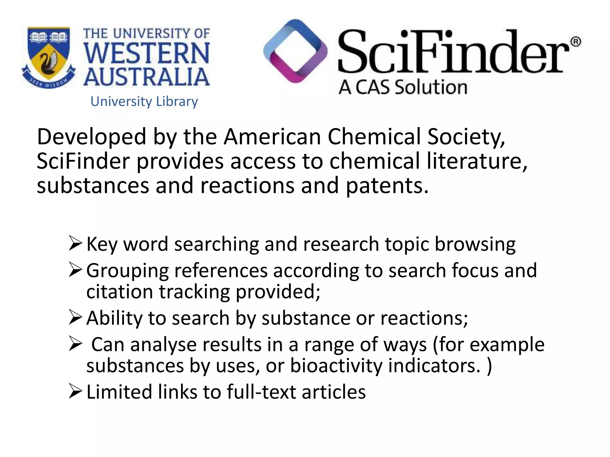 SciFinder Scholar CAS Chemistry Database | PPT