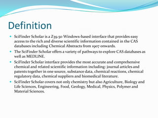 Scifinder scholar ppt | PPTX