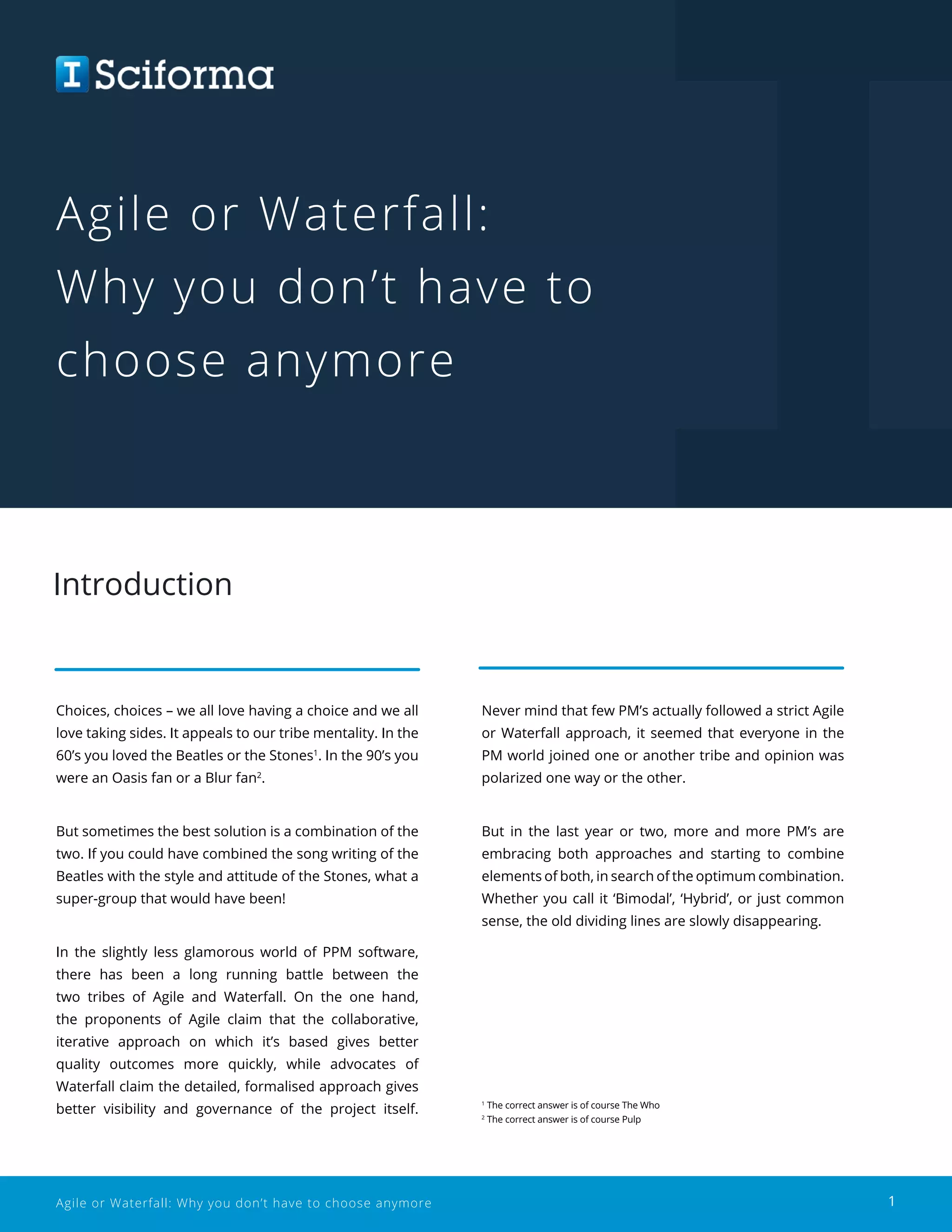 Sciforma agile and_waterfall | PDF | Computer Software and Applications | Computing