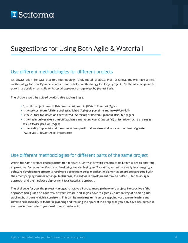 Sciforma agile and_waterfall | PDF | Computer Software and Applications | Computing