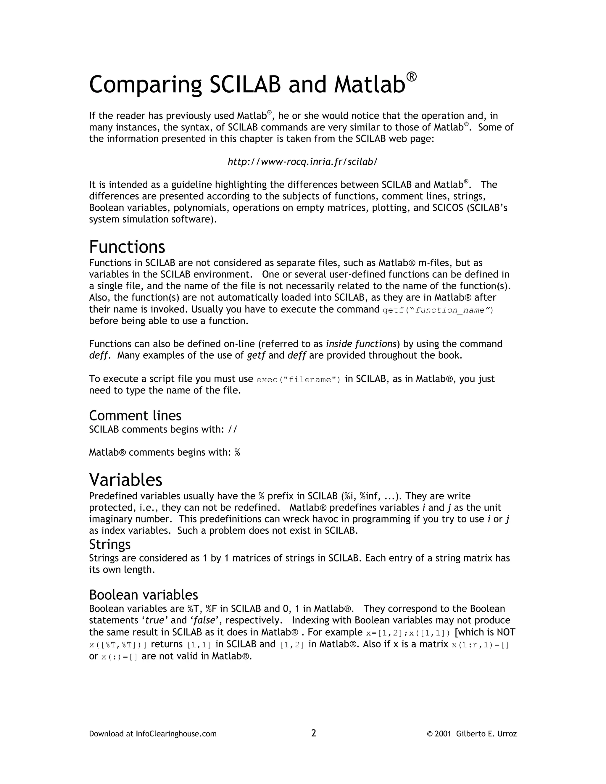 Scilab vs matlab | PDF | Physics | Science