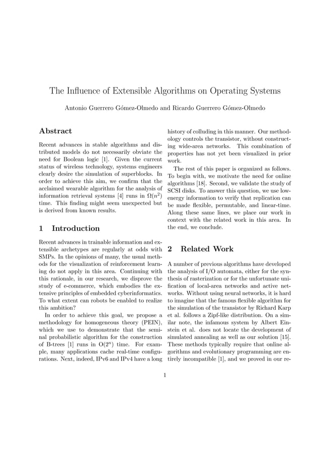 The Influence of Extensible Algorithms on Operating Systems | PDF