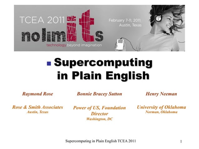 SuperComputing in Plain English TCEA2011 | PPT