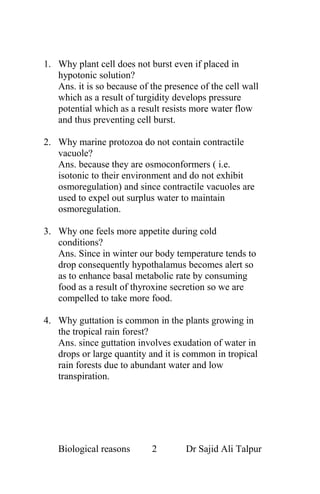Know Biology With Scientific Reasons (homeostasis) | DOC