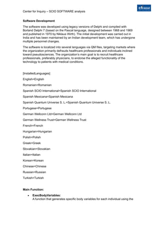 SCIO biofeedback scam software analysis fraude hoax | PDF