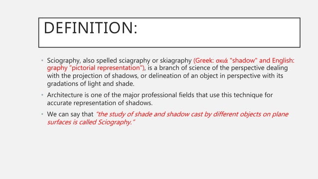 Sciography in architecture | PPTX
