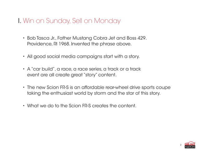 Car Guy Nation/Scion "Road To SEMA" Case Study | PPT