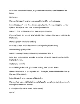 Template Script for Emcees | DOCX