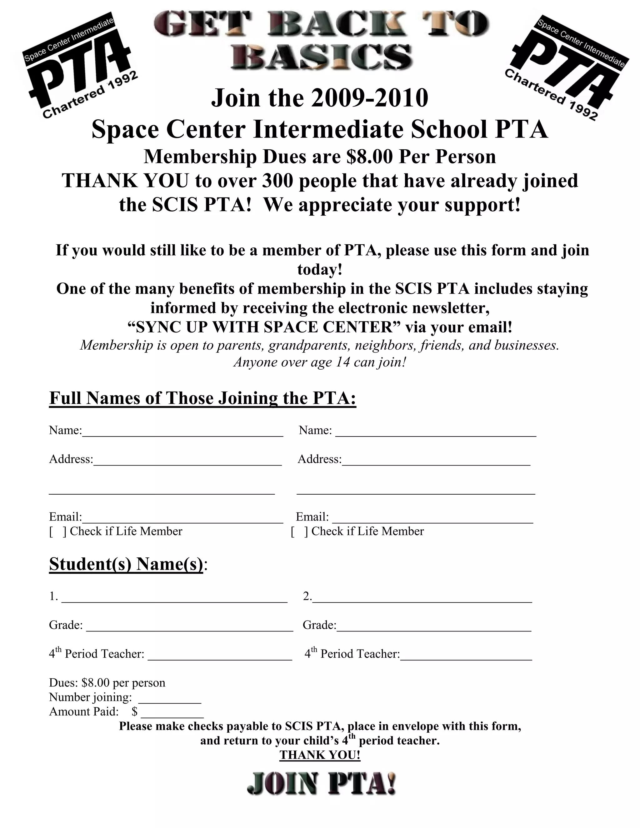 Scis Pta Membership Reminder For School Dist | PDF