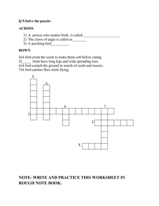 Sci std iv birds activity | PDF