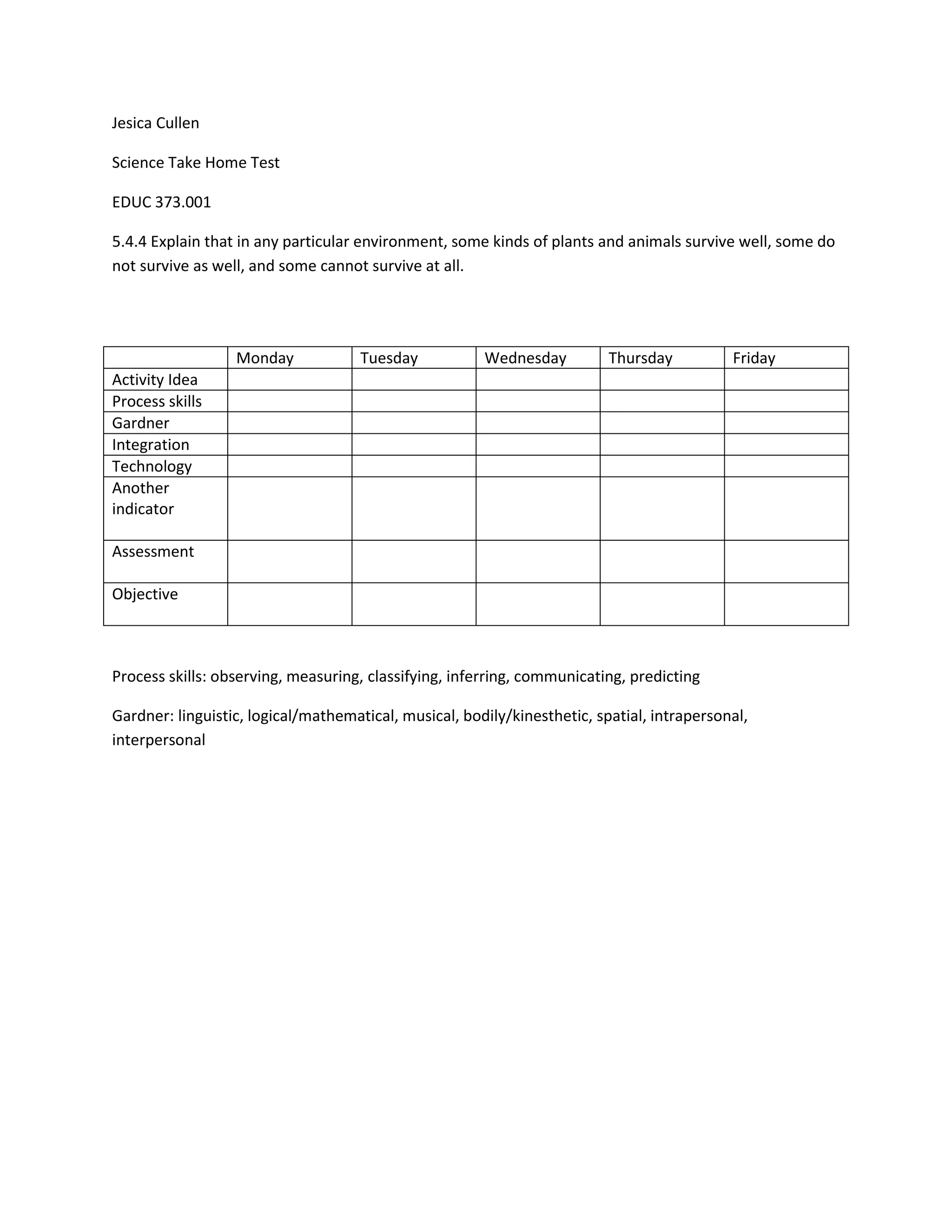 Sci Take Home Test | DOCX