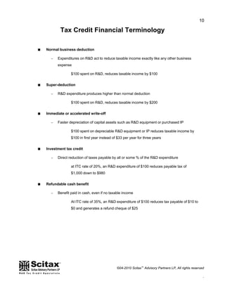 SR&ED Tax Workshop - Scitax Presentation | PDF