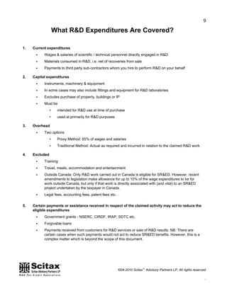 SR&ED Tax Workshop - Scitax Presentation | PDF