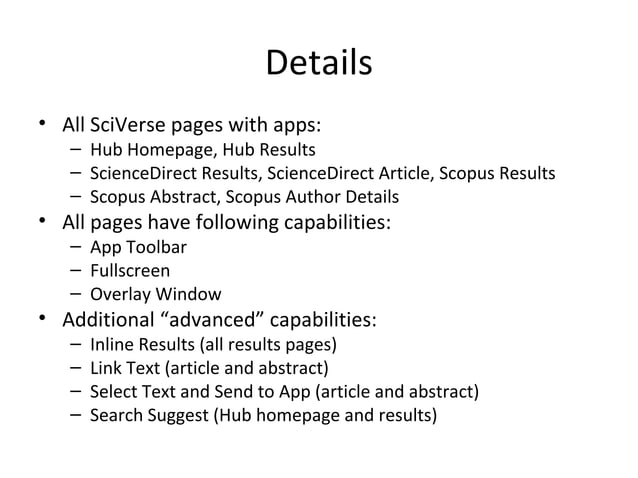 SciVerse Application Integration Points | PPT