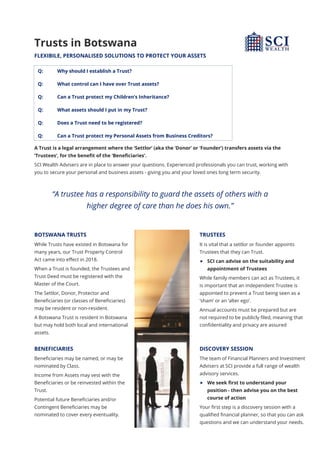 SCI Wealth - Botswana Trusts | PDF