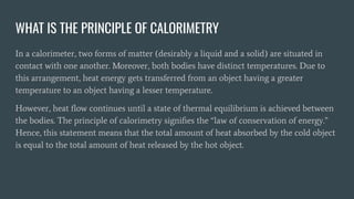 Class 11 | Calorimetry (Principles Of Calorimetry)) | PDF