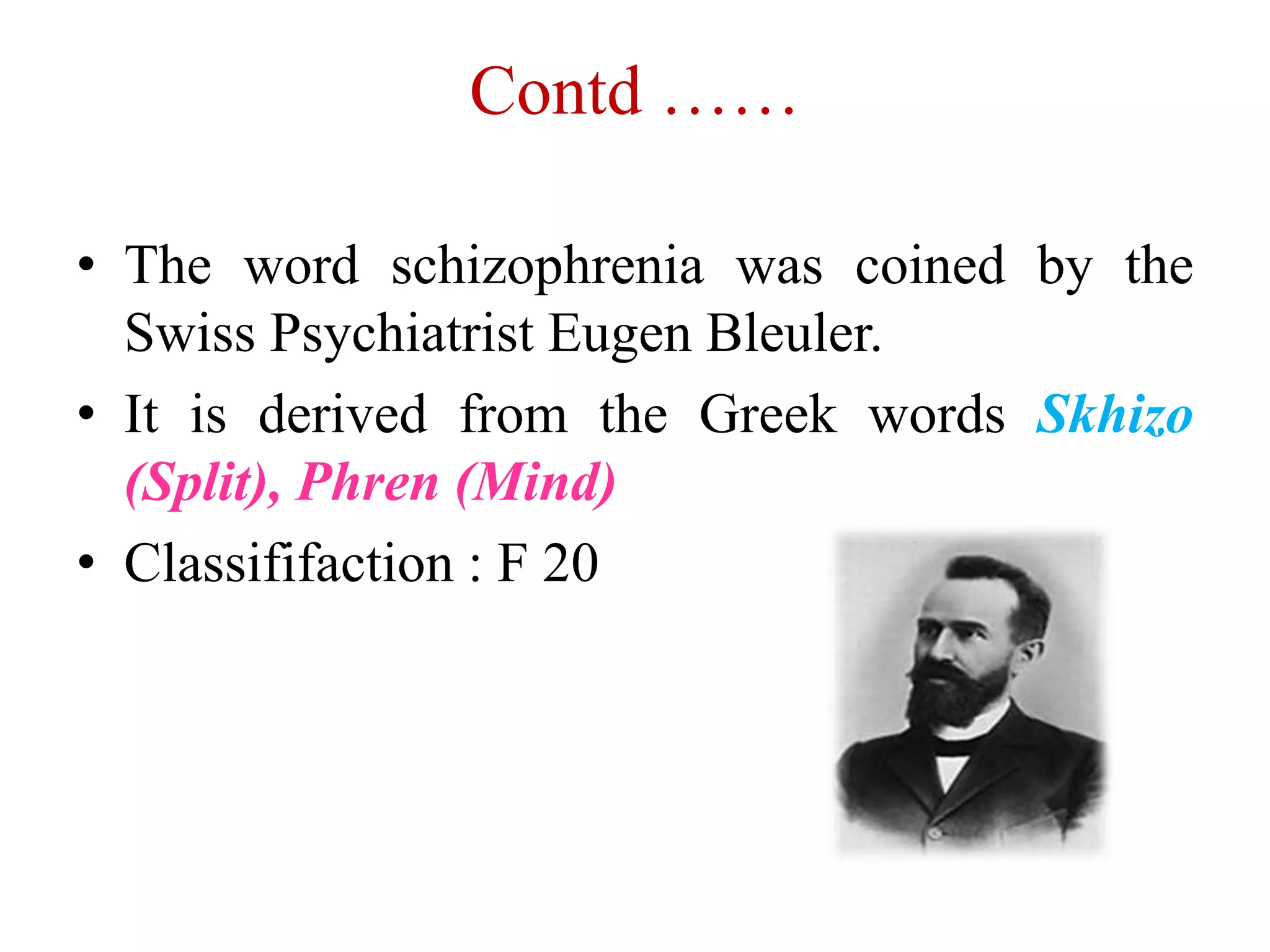 Scizophrenia- Psychiatric Nursing | PPTX