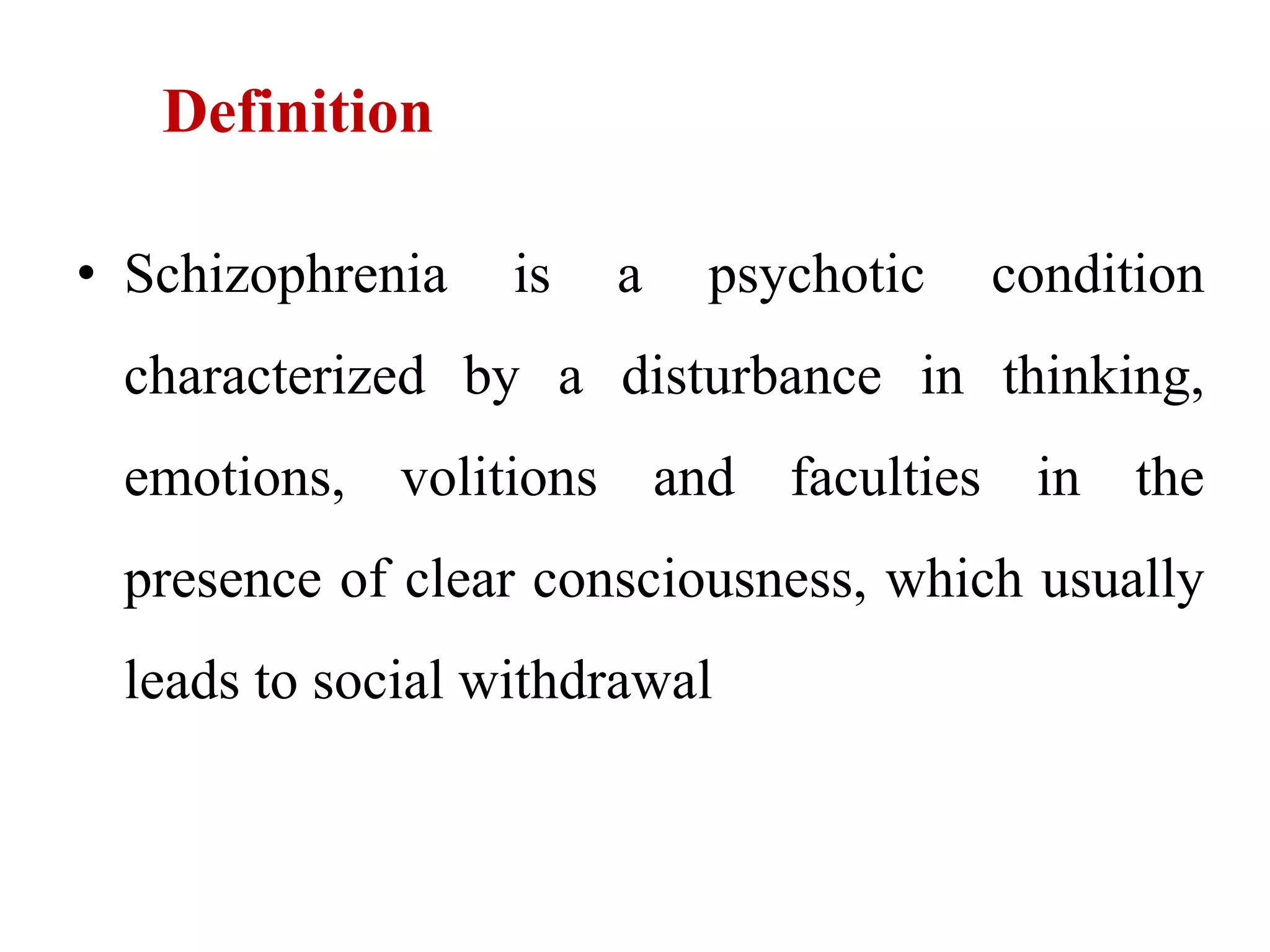 Scizophrenia- Psychiatric Nursing | PPTX