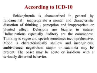 Scizophrenia- Psychiatric Nursing | PPTX
