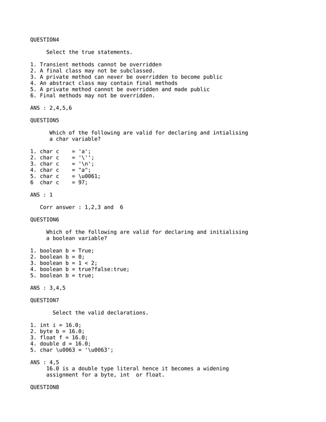 Scjp questions | PDF