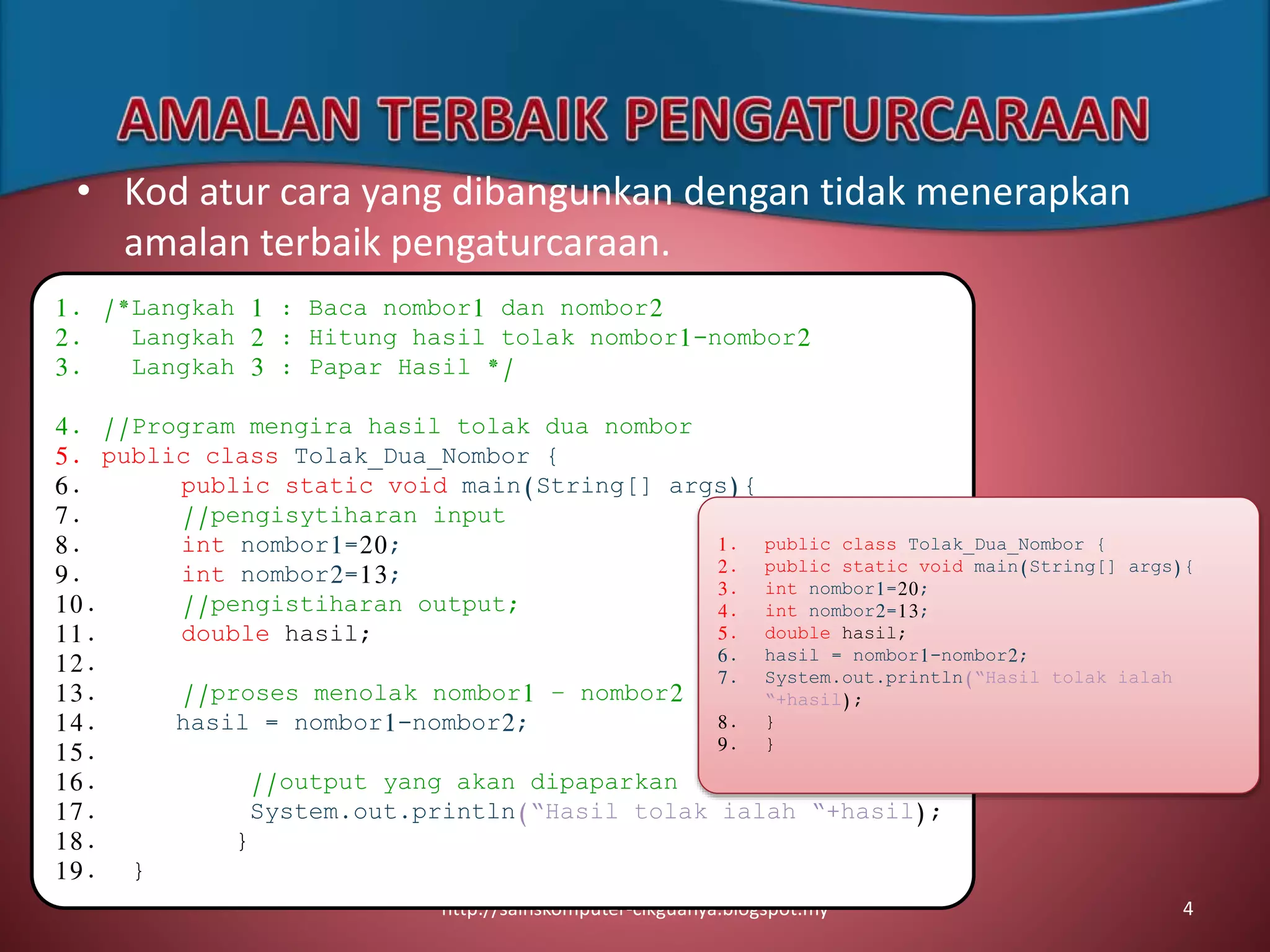 SAINS KOMPUTER - AMALAN TERBAIK PENGATURCARAAN | PPTX