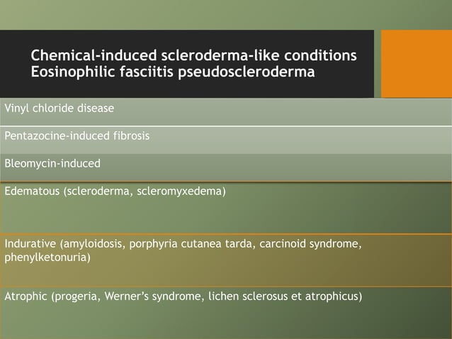 Scleroderma | PPTX | Skin and Dermatology | Diseases and Conditions
