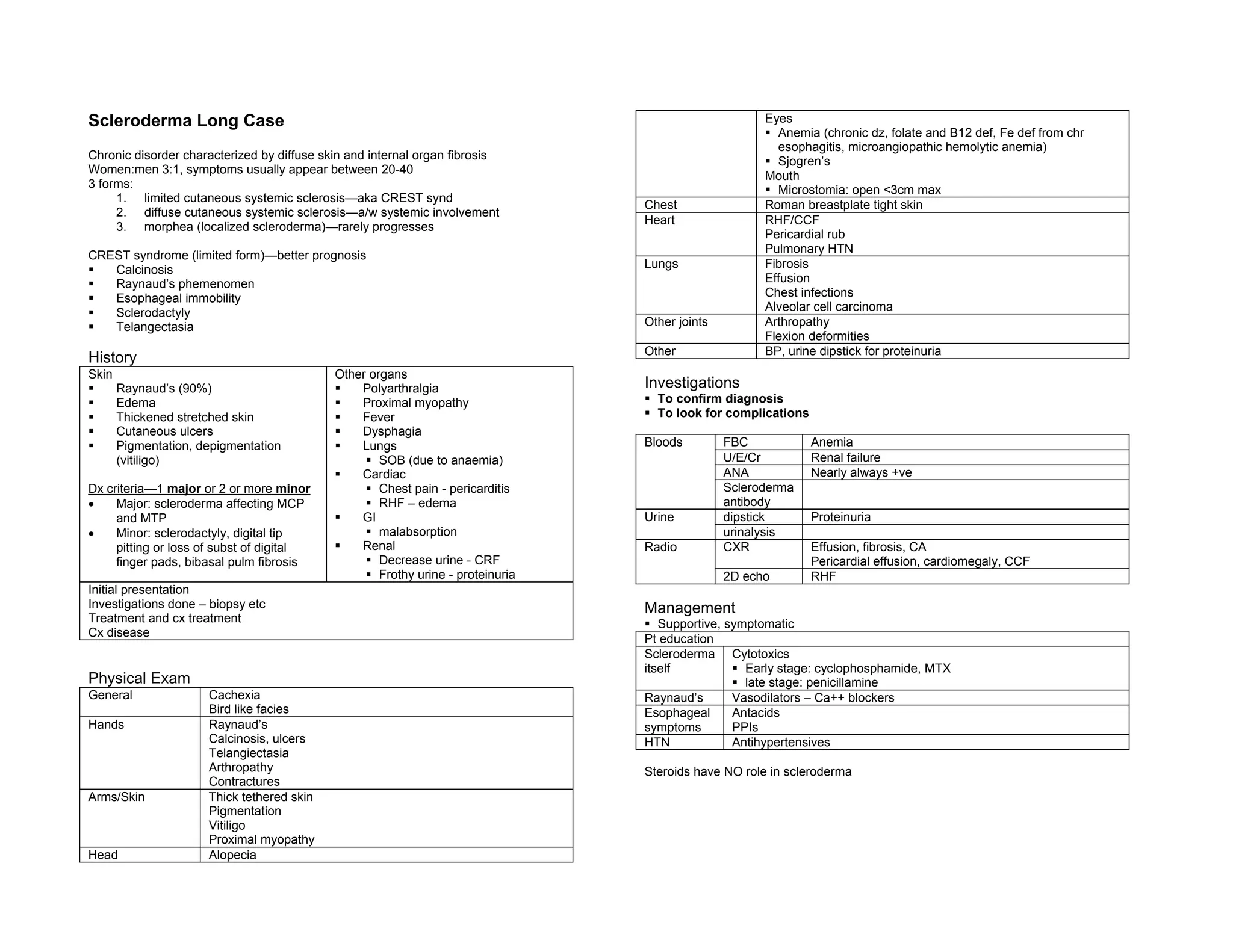 Scleroderma long case summary | PDF