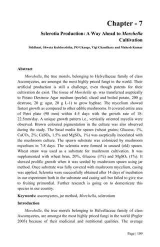 Sclerotia production a way ahead to morchella Cultivation | PDF