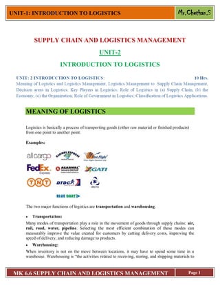 INTRODUCTION TO LOGISTICS | PDF