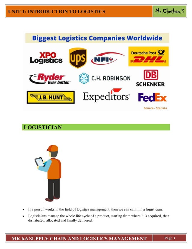 INTRODUCTION TO LOGISTICS | PDF