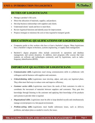 INTRODUCTION TO LOGISTICS | PDF