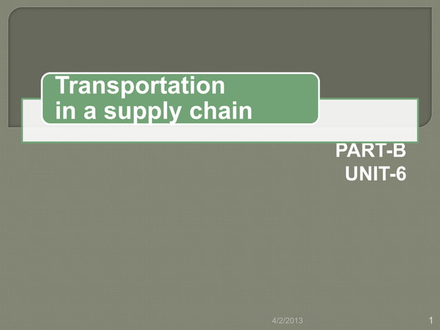 Transportation in a supply chain management | PPTX | Logistics and ...