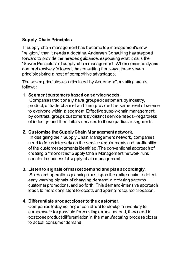 Supply Chain Management Meaning and Principles | DOCX | Logistics ...