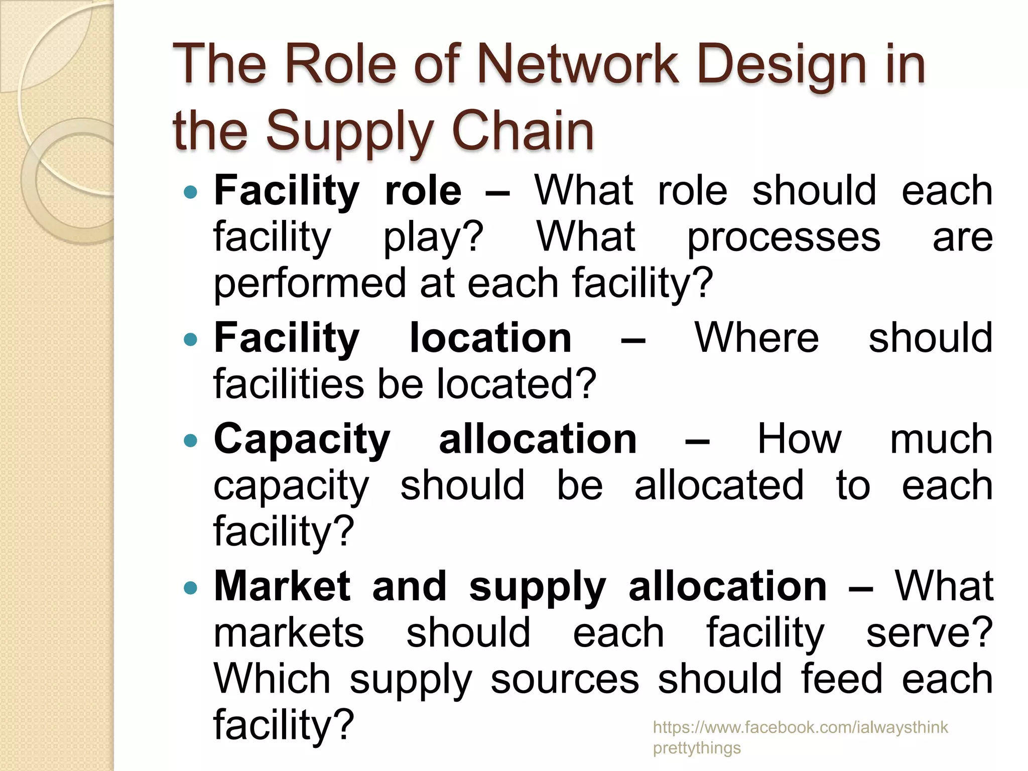 Supply Chain Management, Designing the Supply Chain Network | PPTX