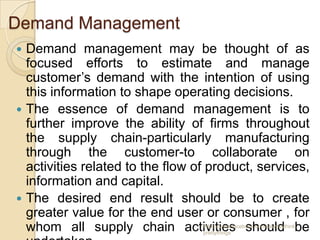 Supply Chain Management, Demand and Customer Service | PPTX