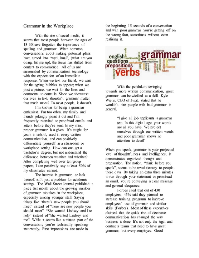 Grammar in the Workplace | DOCX